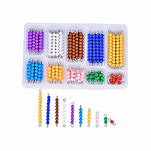 Kghios Montessori Math Toys Material for Toddlers 10 Sets of Colord Bead Chains 1-10 for Early Preschool Learning Toy,1-10 Numeral Cognition Toy