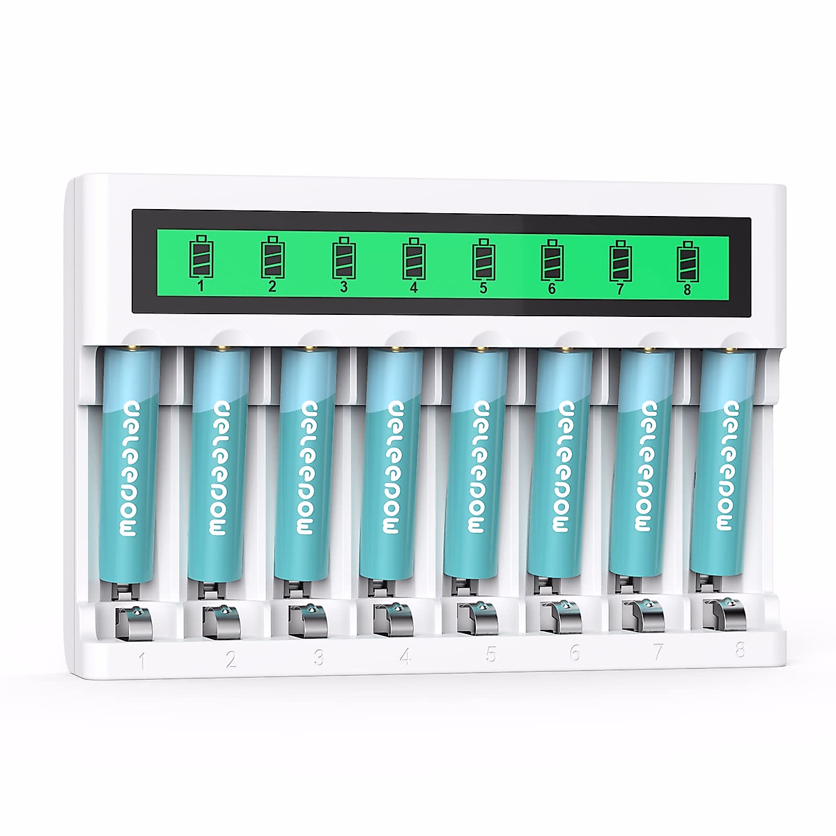 Deleepow Rechargeable AAA Batteries NiMH 1.2V 1100mAh Triple A Batteries 8 Pack with 8 Slot LCD Charger