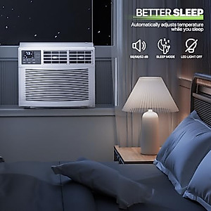 Magshion 8000 BTU Window Air Conditioner with Remote & App Control, 6 Modes – Cool, Dry, Auto-Restart, Fan, Sleep, Cools Rooms up to 350 Sq. Ft., Quiet AC Unit with Easy Install Kit