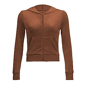 HBER Women's 2 Piece Velour Tracksuit Set Solid Color Long Sleeve Zipper Cropped Jacket and Sweatpants Y2K Sweatsuit Set