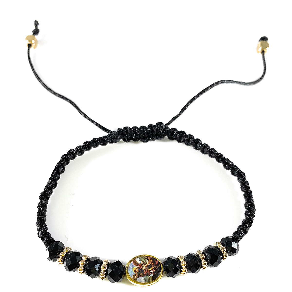 Saint Michael The Archangel Red with Gold Tone Adjustable Bracelet Pulsera Roja Ajustable De San Miguel Arcangel Con Tono Dorado (SM4)