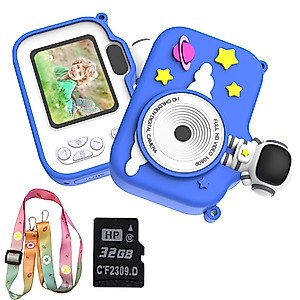 Kids Camera Toys for 3-8 Year Girls Boys, Kids Digital Camera Video Camcorder Camera with Cartoon Soft Silicone Cover, 32G SD Card Included, Kids Christmas Birthday Gifts for Girls