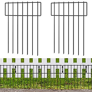10 Pack Animal Barrier Fence, Total 16.7 Inch(H) X 10.8 Ft(L) Decorative Garden Fence, Rustproof Metal Barrier Bottom Fence, Dog Rabbits Ground Stakes Defence Border Fence for Garden, Yard, T Shaped.