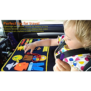 Busy Board for 1 2 3 4 5 Year Old Montessori Toddlers Toy for Fine Motor Skill Sensory Learning Board Learning Basic Dress Skills Travel Toys for Plane and Car
