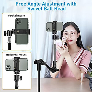 KDD Webcam Stand Camera Mount with Phone Holder, 25 Inch Foldable Flexible Gooseneck Cell Phone Clamp & Table Projector Mount, for Logitech C922 C930e C920S C920 C960 Brio 4K, Gopro Hero 8 7 6 5