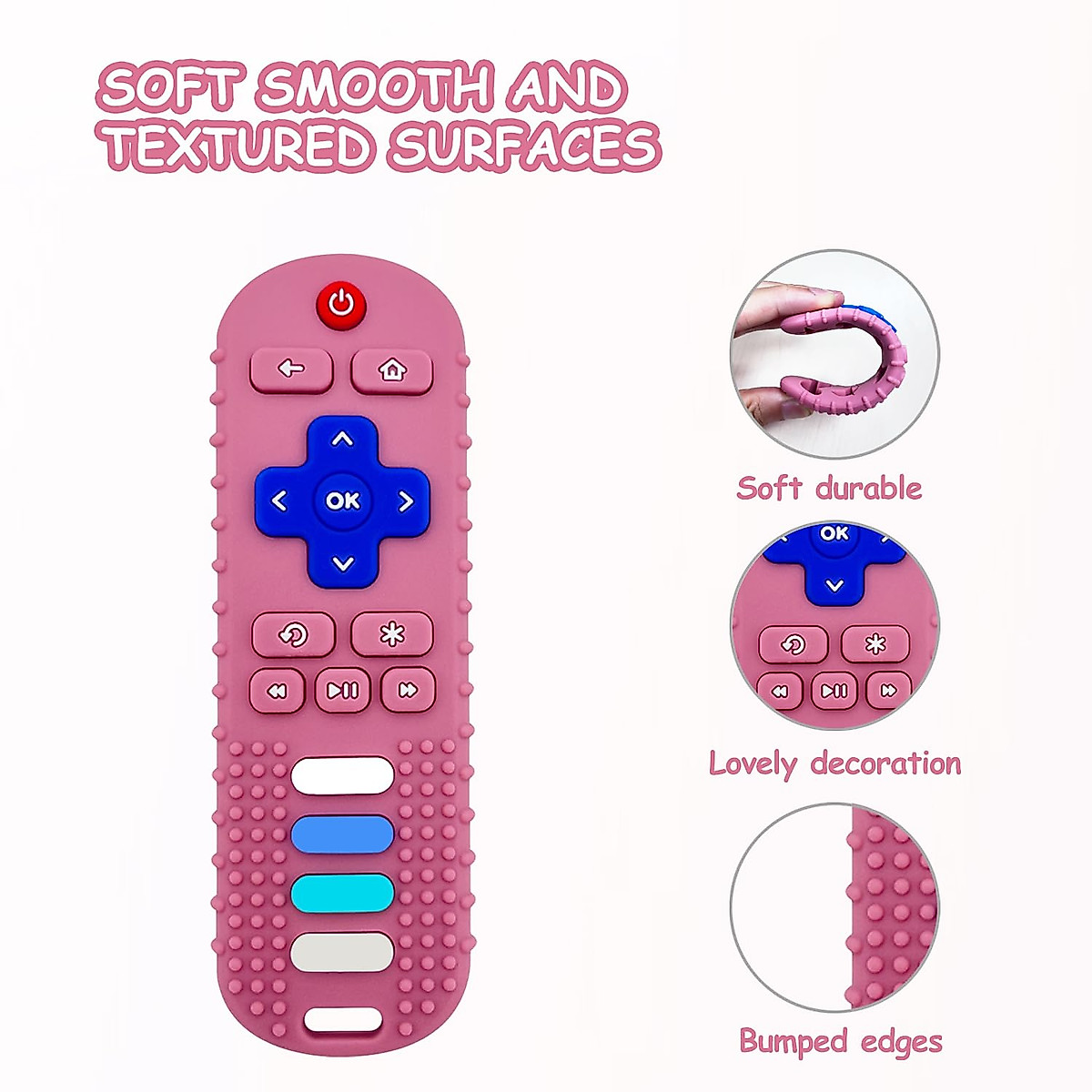 YAPROMO Baby Teething Toys, Remote Teethers for Babies, Cute Toy Remote for Baby Boys and Girls, Food Grade Silicine Chew Toy