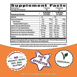 Nature’s Way Kids Growing Bones & Muscles, Calcium & Vitamin D, Ages 2+ Wildberry Flavor, 60 Gummies