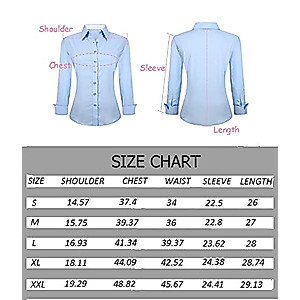Esabel.C Womens Button Down Shirts Long Sleeve Regular Fit Cotton Stretch Work Blouse Black S