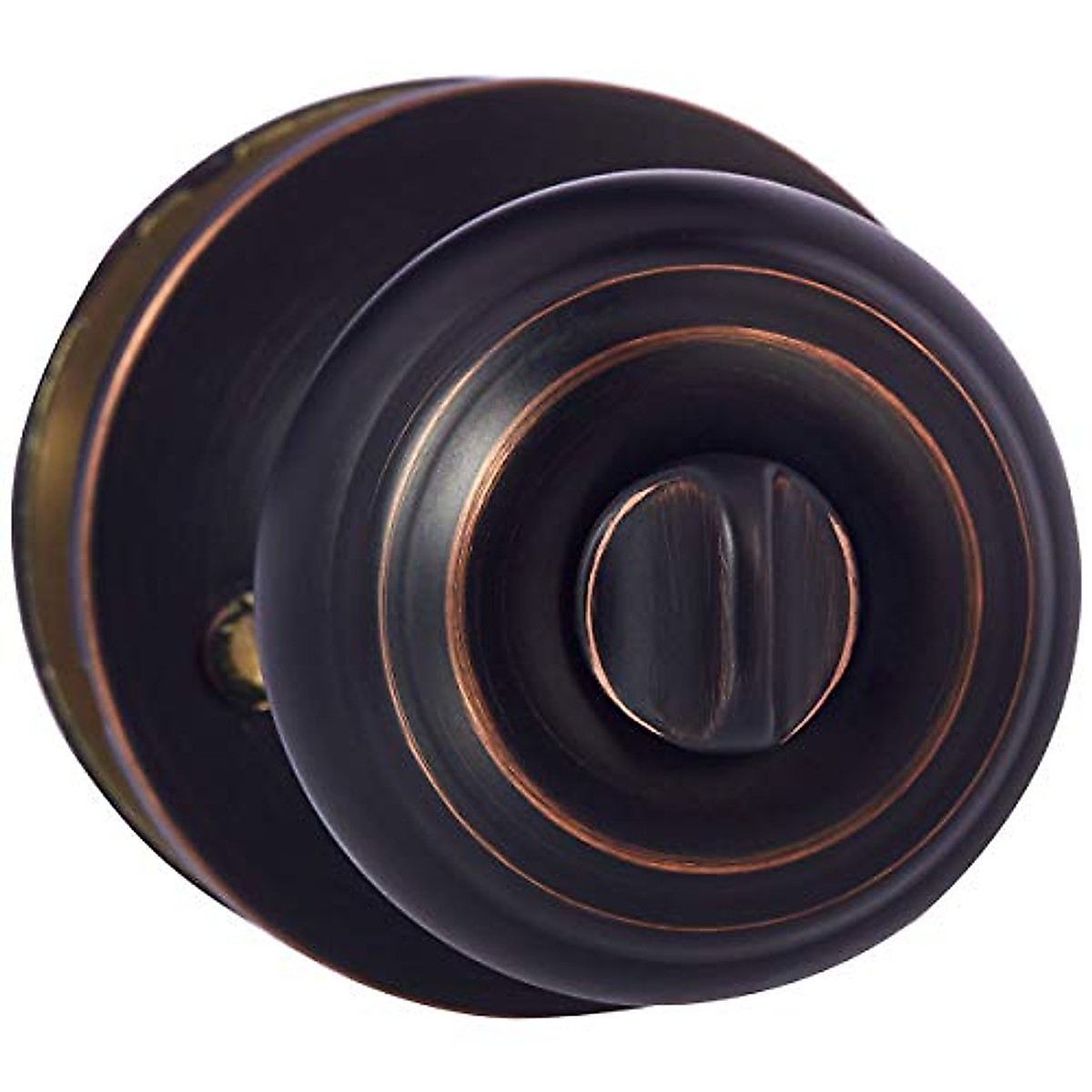 Amazon Basics Exterior Door Knob With Lock, Classic, Oil Rubbed Bronze