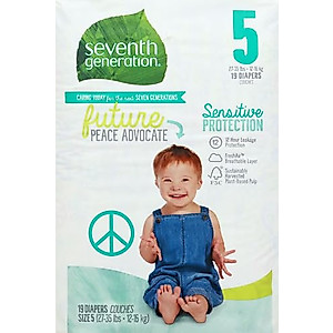 Seventh Generation Baby Diapers, Sensitive Protection, Size 5, 19 Count