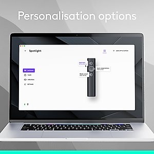 Logitech Spotlight Presentation Remote - Advanced Digital Highlighting with Bluetooth, Universal Presenter Clicker, 30M Range and Quick Charging – Black