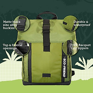 Dingbats* - Roll Top Backpack - 25L Rucksack - Made from Recycled PET Bottles, Padded Shoulder Straps, Metal Buckles - Ideal Laptop Backpack, Fits 15" Laptop - Durable, Aesthetic - Volcano