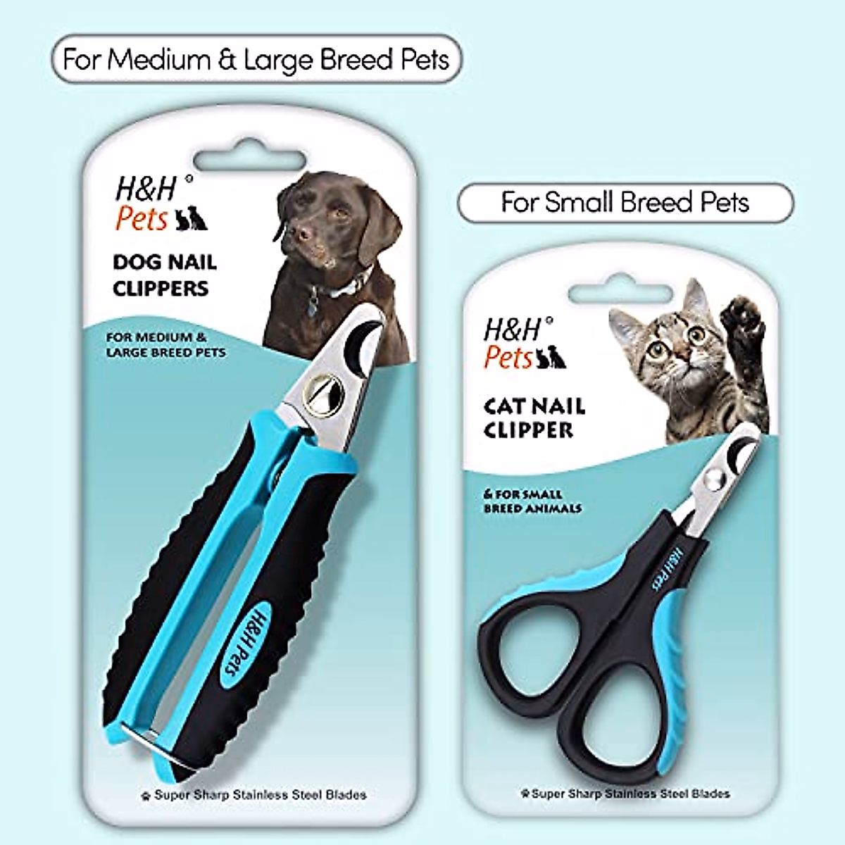 H&H Pets Nail Clippers Series - for Cats and Dogs - Razor Sharp Blades Sturdy Non Slip Handles - Dog Accessories Professional at Home Grooming - Stainless Steel - Dog Nail Trimmers - XS (Cats & Birds)