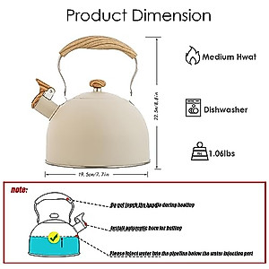 2.5L Whistle Gas Stove Top Kettles, Stainless Steel Whistling Kettle,with Anti-Scald Handle, Suitable for All Heat Source▂19 * 21CM/7.5"*8.3"