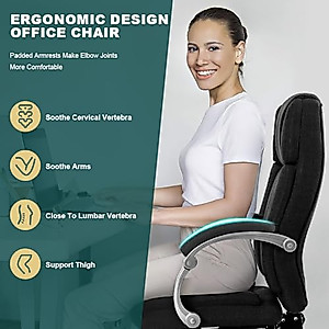 Savourseat Ergonomic Computer Desk Chair Executive Office Chair Fabric with Footrest and Padded Armrest Office Chair (Black)