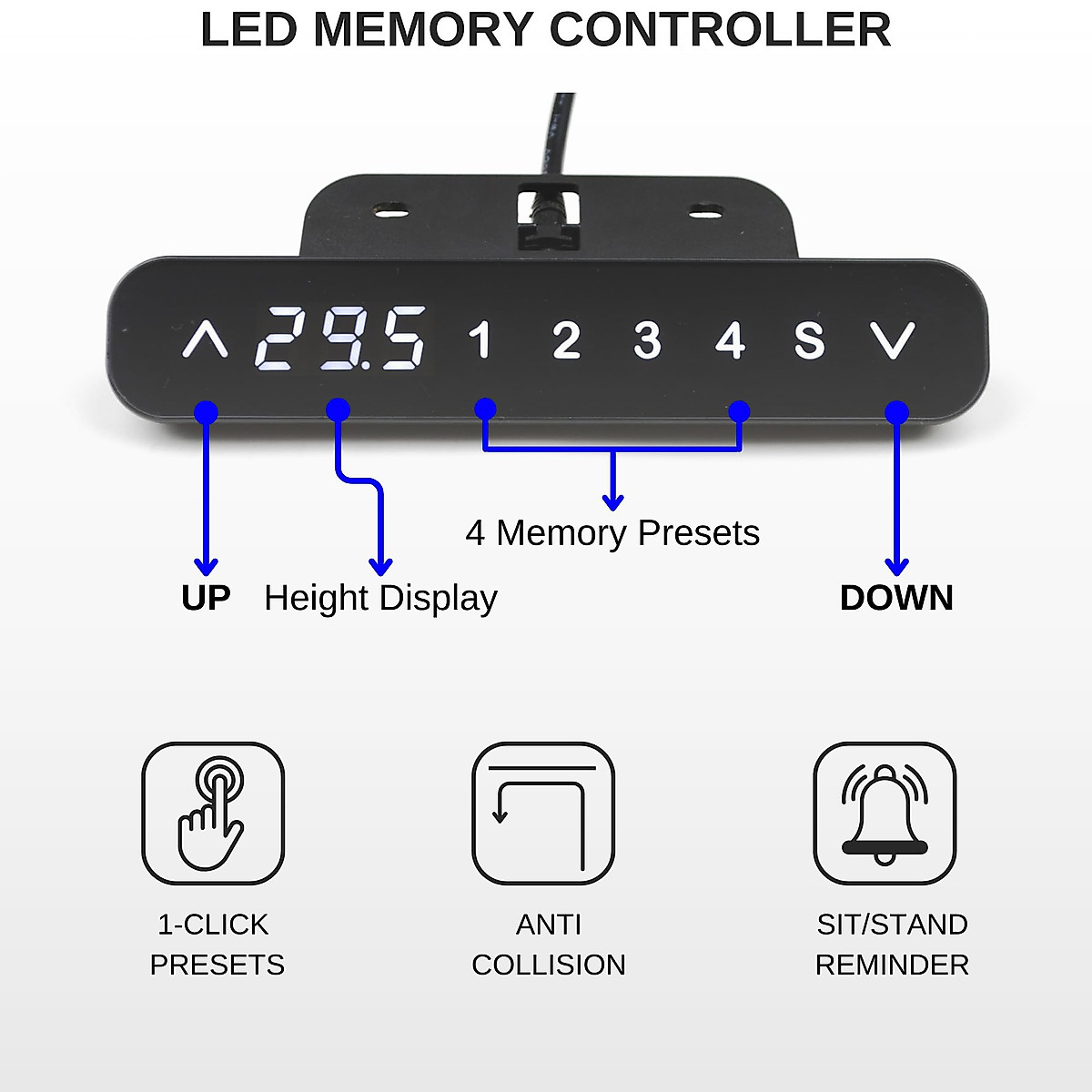 ApexDesk Elite K Series 60" x 27" Electric Height Adjustable Standing Desk with LED Memory Controller (60” x 27” Rectangular Top, Black)