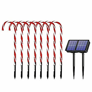 Christmas Candy Cane Lights,Solar Christmas Light， Christmas Candy Cane Pathway Lights， Christmas Decoration for Home Garden， New Year Xmas Lawn Lights，8pcs