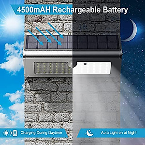 Super Bright Solar Outdoor Lights IP65 Water Proof, 1100 Lumens Wireless 4500mAh LED Motion Sensor Lights, Aluminum Metal Housing Security Lights with 4 Modes Flood Wall Lights, 1 Pack (Daylight)