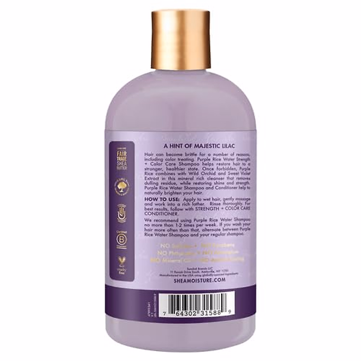 SheaMoisture Purple Rice Water Strength + Color Care Shampoo for Damaged Hair 13.5 fl ounce