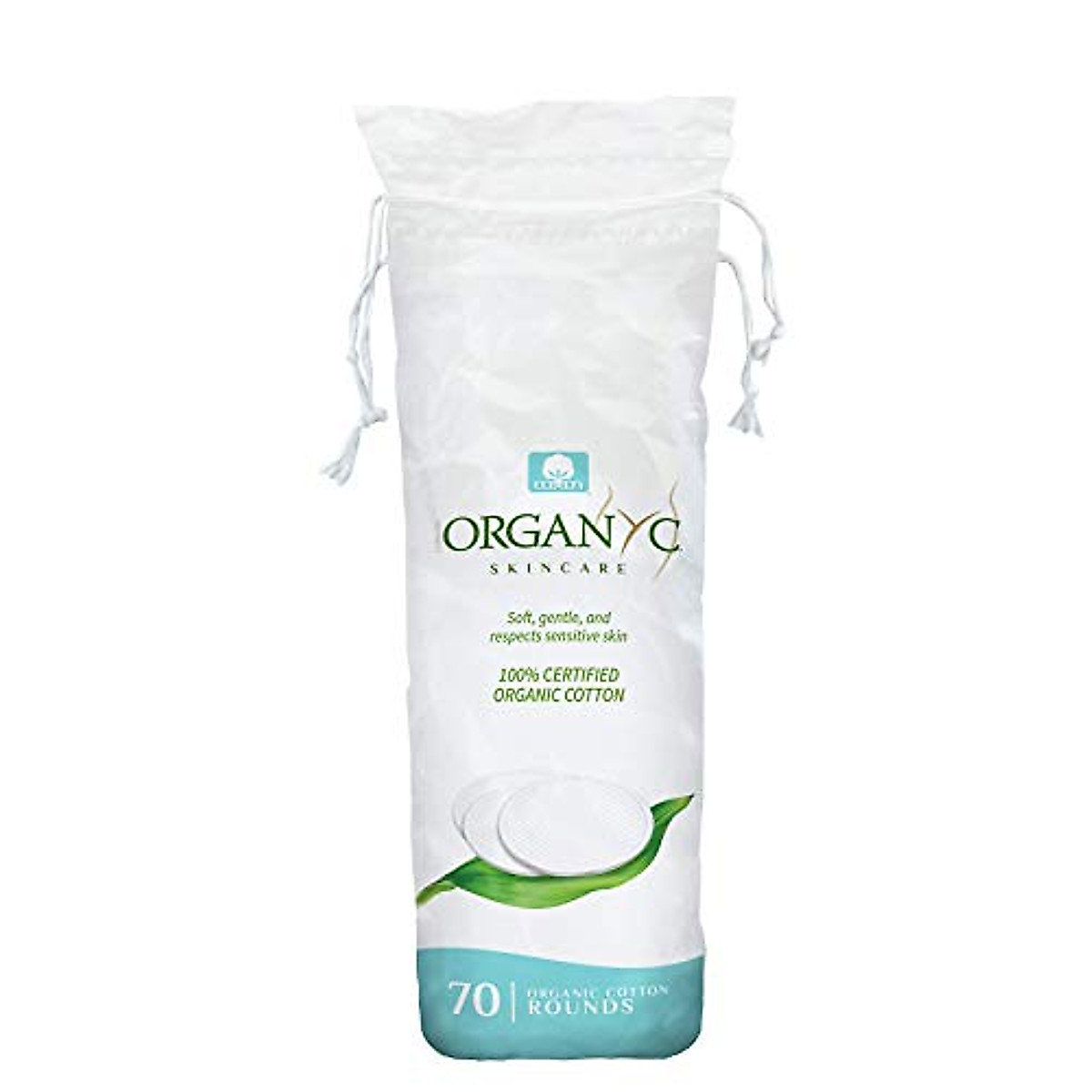 Organyc 100% Certified Organic Cotton Makeup Pads – Natural Unbleached Makeup Remover Rounds (70 Count)