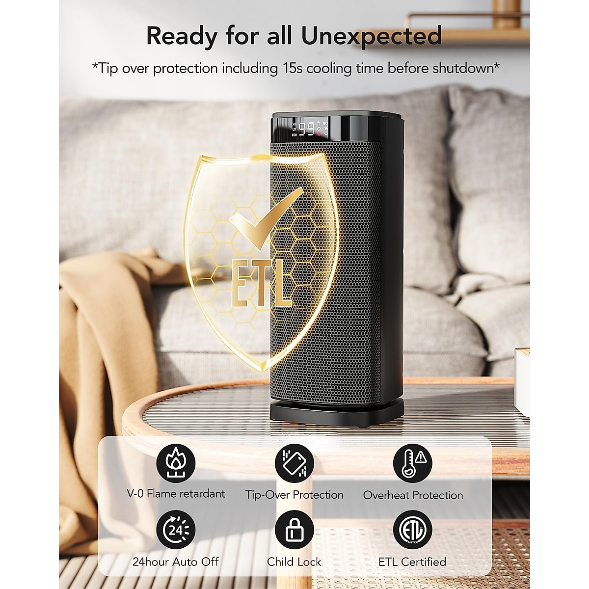 iDOO Space Heaters for Indoor Use, Portable Heater for Office, Small Bedroom & large Room, Electric Tower Heating with Remote, Ceramic Fast Heat - Calentones Eléctricos para Cuarto - christmas gifts