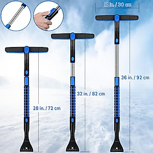 COFIT 36" Car Snow Brush Long Handle, 2 in 1 Extendable Ice Scraper for Windshield, Detachable Snow Removal Tool, Comfortable Clean Brush Scratch Free for RV, Truck, SUV, Windows, Roof, Exterior, Blue
