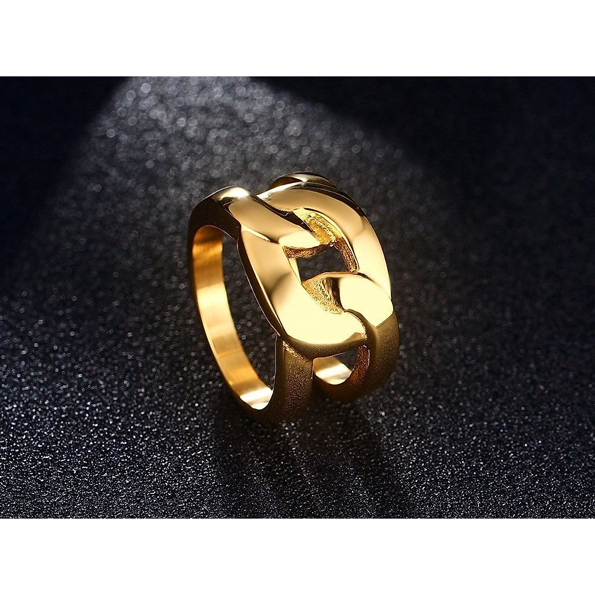 VNOX Womens Stainless Steel Linked Cuff Ring for Wedding Band Engagement Promise Size 8