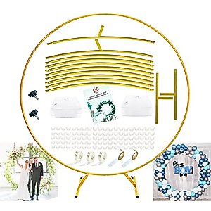 LANGXUN 7.2ft Large Size Golde Metal Round Balloon Arch kit, for Birthday Party Decoration, Wedding Decoration, Graduation and Baby Shower Photo Background, Christmas Decorations