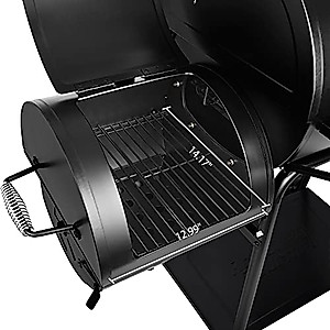 Royal Gourmet Outdoor BBQ Charcoal Grill and Offset Smoker Grill combo on Clearance Prime with Wheels Front Table, Black, CC1830FB