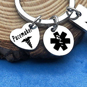 Pacemaker Medical Alert Keychain Pacemaker Gift Emergency Alarm Tag Keychain Emergency Medical Technician Doctor Gift Medical Symbol Emergency First Aid Gift Heart Arrhythmia Awareness Keyring