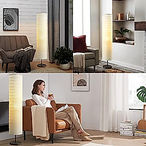 Modern Floor Lamp, Dimmable 3 Levels Brightness Paper Tall Lamp Standing Lamps with Lampshade, 55'' Minimalist Floor Lamps for Office, Kids Room, Reading, Home Decor (White)