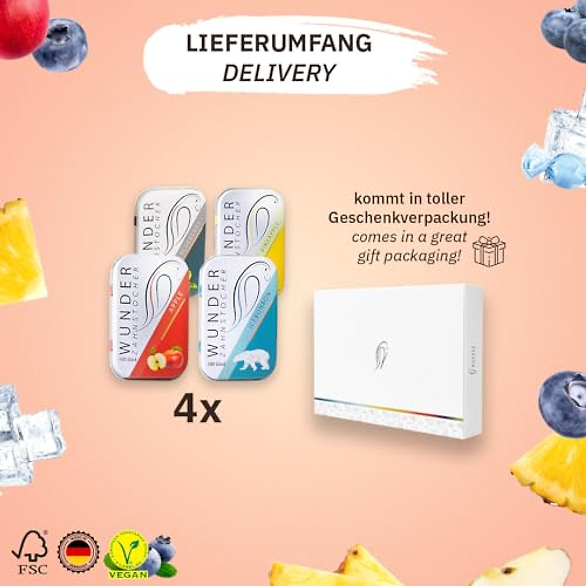 Wonder Toothpick - Flavored Toothpicks - Starterpack - 400 Infused Toothpicks with Natural Flavors - Fresh Breath On-The-Go