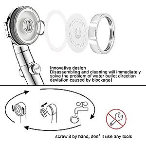Nosame Shower,High Pressure Handheld Shower Head with ON/Off Pause Switch 3-Settings Water Saving Showerhead, Chrome Finish Bathroom 1.6 GPM Shower Accessorie