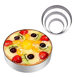 Siking Stainless Steel 4 / 6 / 8 Inch Round Cake Ring Mold Round Cutter Pancake Mold For Mousse Cheese Cookie Salads Onigiri (Round), H 11- 3