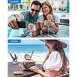 Gaiatop Handheld Mini Portable Fan, 4000 mAh Foldable Desk Fan, 5 Speeds Rechargeable USB Small Fan, Battery Operated Cute Personal Cooling Lash Fan for Women, Makeup, Office, Travel, Outdoor Pink