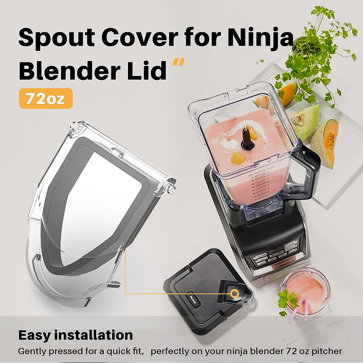 Blender Lid Replacement for Ninja, Spout Cover Blender Top Replacement Parts for Ninja Locking Lid 72 oz Pitcher BL610 BL770 BN701 BN801