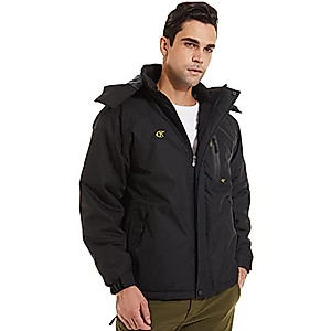 QPNGRP Mens Waterproof Ski Snowboarding Jacket Winter Windproof Snow Coat Black Large