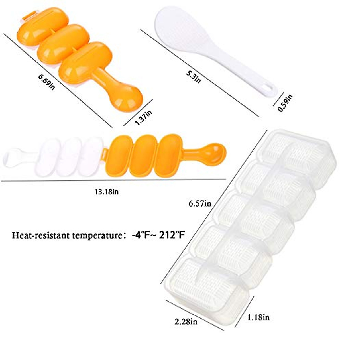 Diy Sushi Molds Rice Ball Molds Set Include 1 Piece Sushi Rice Shape Maker, 1 Piece Rice Baller Shaker With Rice Paddle