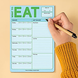 Knock Knock What To Eat Pad (Turquoise / Pastel), Magnetic Meal Planning Note Pad with Magnet, 6 x 9-inches
