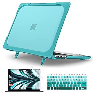 Batianda Heavy Duty 15 inch Microsoft Surface Laptop 5 4/3 Case with Metal Palm Rest with Fold Kickstand and Keyboard Cover - Shockproof Protective Cover for Enhanced Durability and Comfortable,Blue