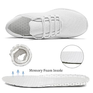 HIIGYL Womens Running Shoes Lightweight Breathable Walking Sneakers Athletic Workout Gym Tennis Shoes White Size 8.5