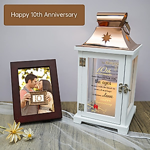 10th Wedding Anniversary Lantern, Best 10th Anniversary Wedding Gifts for Couple Parents Wife Husband Tin 10 Years of Marriage Anniversary Wedding Gifts for Him Her