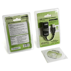 Plugable USB 2.0 to Ethernet Fast 10/100 LAN Wired Network Adapter - Driverless and Compatible with Chromebook, Windows, Linux