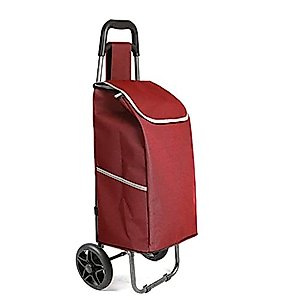 Shopping Trolley on Wheels Multi Function Shopping Cart Travel Elderly Cart Collapsible Portable Cart Luggage Cart Lever Car Trolley Storage Hand Trucks,Light Brown ,