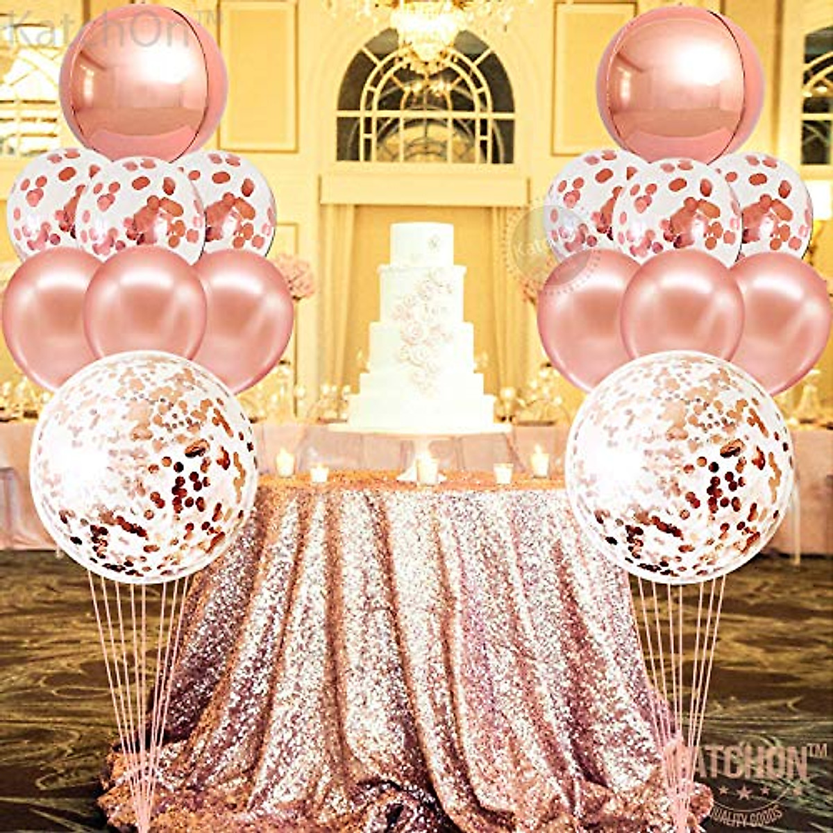 Giant, Rose Gold Balloons Set - Pack of 21, Rose Gold Confetti Balloons | Rose Gold Foil Balloon for Rose Gold Party Decorations | Rose Gold Mylar Balloons, Birthday, Baby Shower, Bachelorette Party