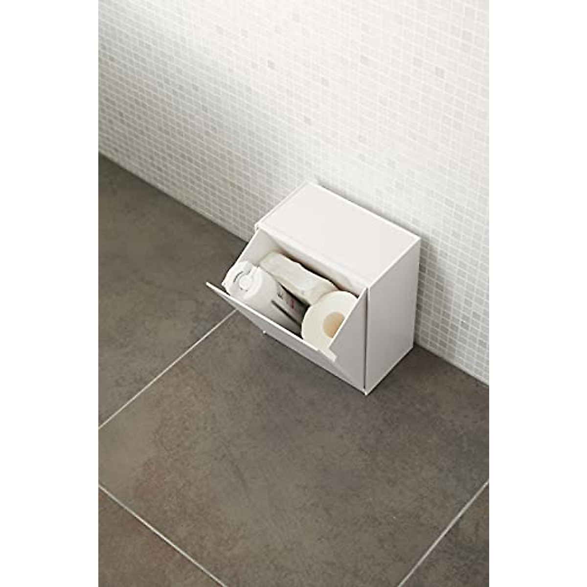 Yamazaki Wall-Mount Storage Bin Home | Plastic | Trash Can, One Size, White