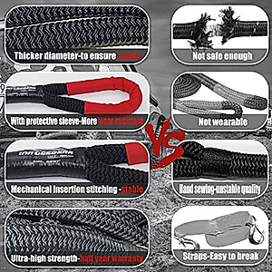 Innocedear 1"×30ft Recovery & Tow Rope Strap,Kinetic Energy Rope,Offroad Power Stretch Snatch Rope,Heavy-Duty Vehicle Recovery Rope,for Jeep car Truck ATV UTV SUV