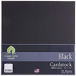 Black Cardstock - 12 x 12 inch - 100Lb Cover - 25 Sheets