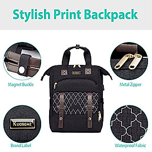 Kuosdaz Laptop Backpack for Women, 15.6 Inch Work Laptop Bag, School Backpack for Teen Girls, Wide Open Large Backpack Purse with USB Charging Port, Casual Daypacks for Travel College Business, Black