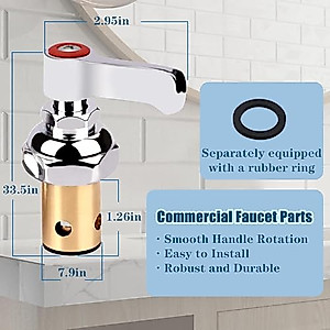 DNShorix 002714-40 Hot Side Handle Stem Assembly, Replacement Fit for T&S Brass All Faucets, Red